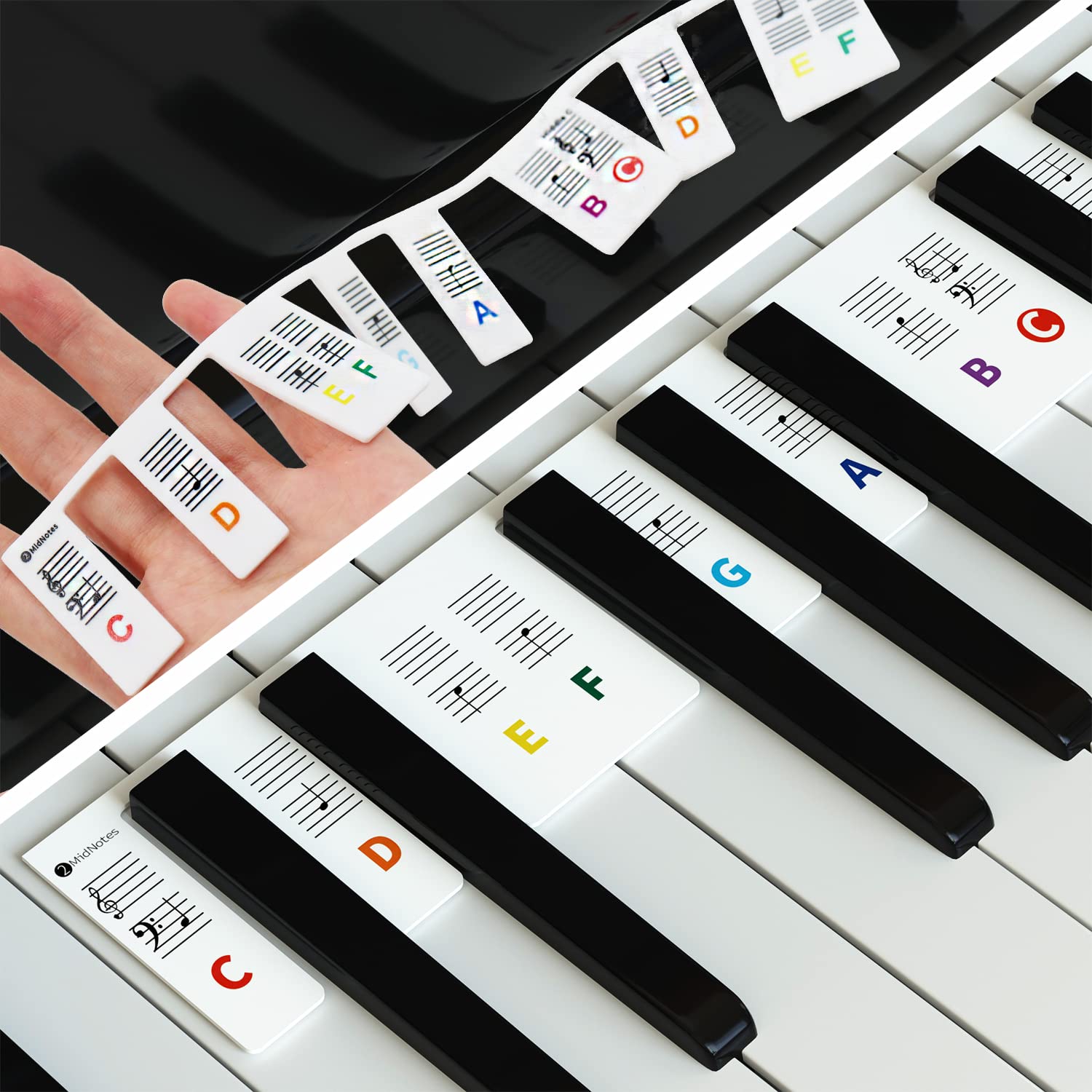Removable Piano Keyboard Note Labels,Piano Keyboard Stickers,88-Key 61-Key Full Size,Made of Silicone,Suitable for Keyboard Piano for Beginners Kids