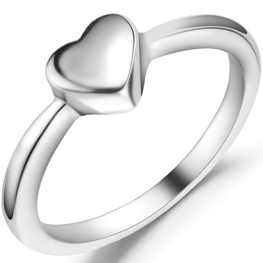 Jude Jewelers Stainless Steel Heart Shaped Wedding Engagement Promise Statement Anniversary Ring (Silver, 7)