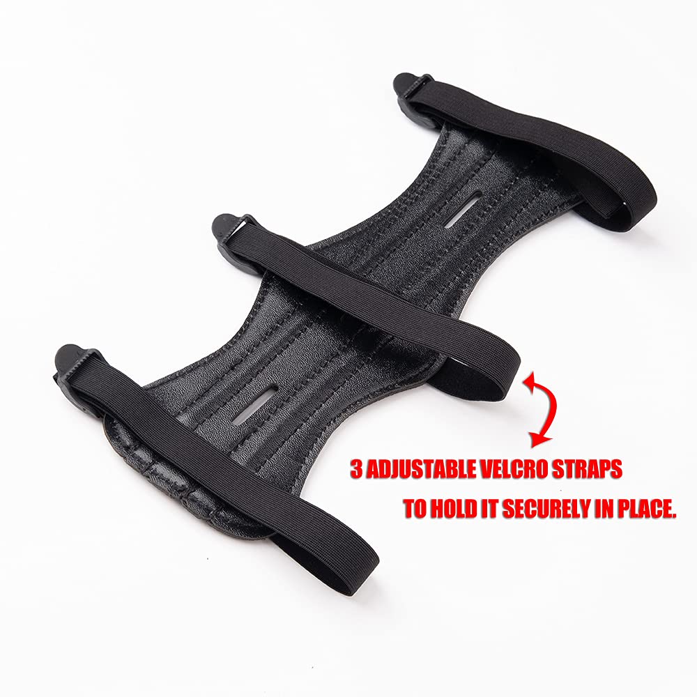 LOKHEIRA ARCHERY Archery Arm Guard, Leather Forearm Protector w/Bow Adjustable 3-Strap Buckles for Shooting Hunting Practice(Contain Finger Protector)