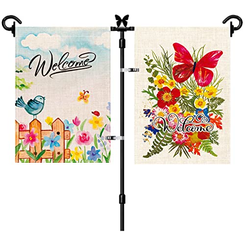QXQIANXIYE 2 Pack Summer Garden Flags Double Sided 12×18 Inch Small Yard Flag Outside Décor for Farmhouse