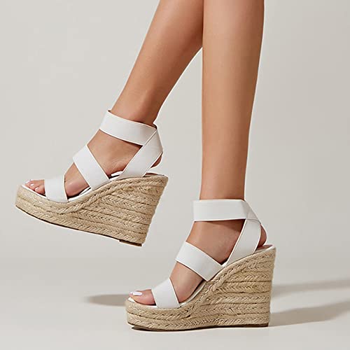 sckarle Wedge Sandals for Women Summer Espadrille Sandals Platform High Heels Beach Ankle Strap Sandal