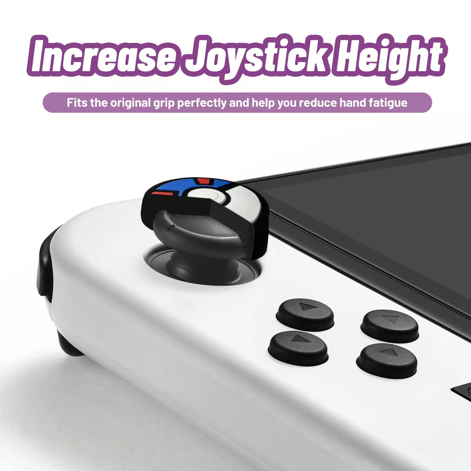 Silicone Joycon Thumb Grip Caps, Joystick Cover Compatible with Nintendo Switch/OLED/Switch Lite,4PCS(White+Gray+Purple+Blue)