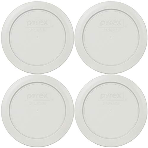 Pyrex 7200-PC Sleek Silver Round Plastic Food Storage Replacement Lid, Made in USA - 4 Pack