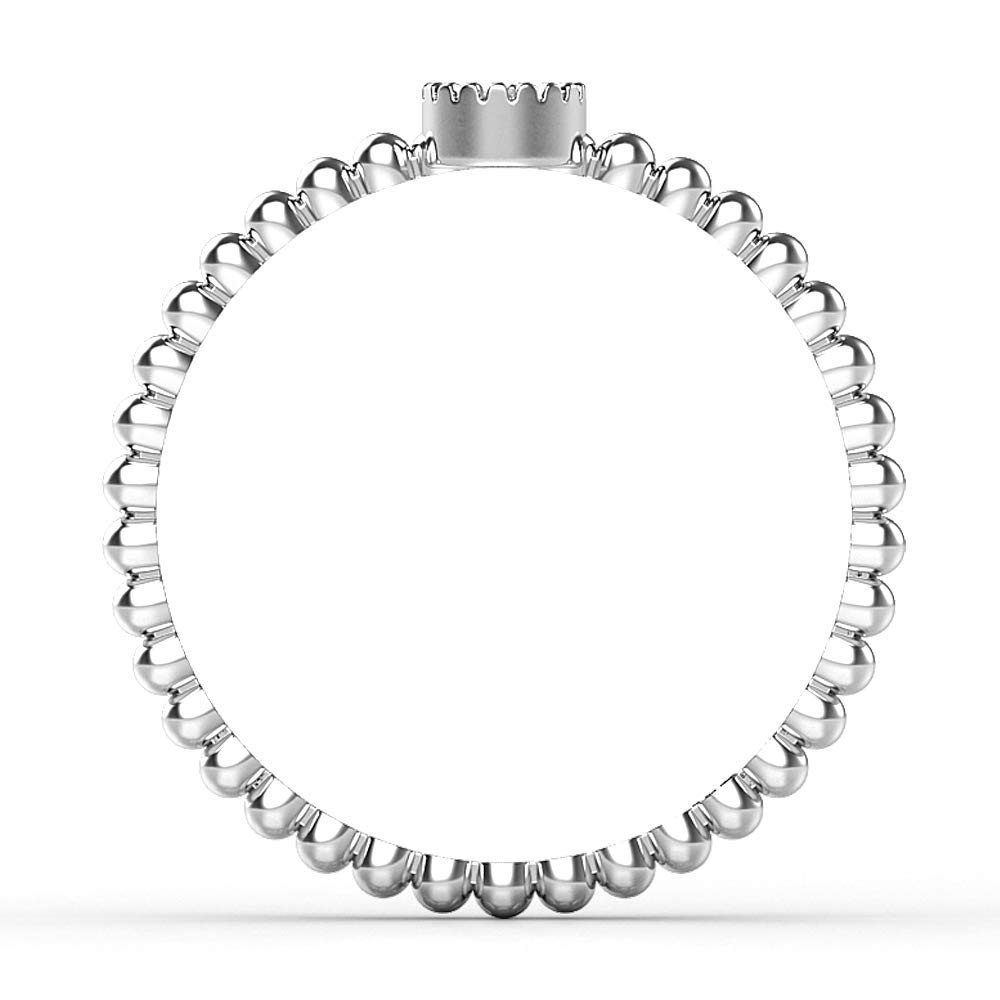 Kobelle Sz 5.5 Solid 10K White Gold Diamond Bead Style Round Cluster Wedding Engagement Ring