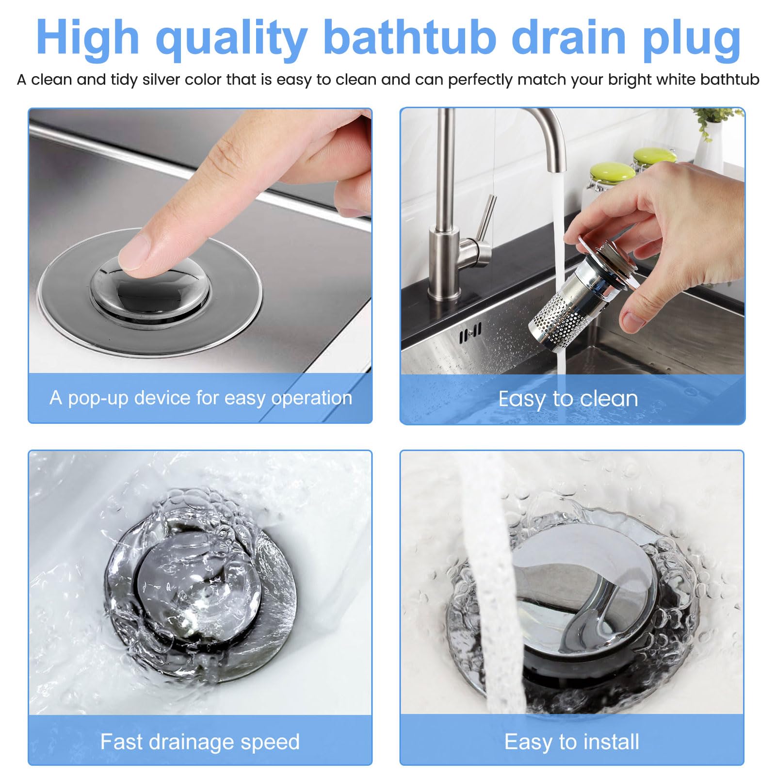 XYDHQS 2Pcs Bathroom Sink Stopper Hair Catcher, Pop Up Sink Drain Stopper with Removable Stainless Steel Filter Basket for Kitchen Bathroom Basin Sink Stopper Replacement