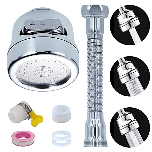 Pinkiou Faucet Sprayer Attachment, Kitchen Sink Sprayer Attachment for Faucet, 360° Rotatable Anti-Splash Faucet Aerator Faucet Nozzle with 3 Modes Adjustment