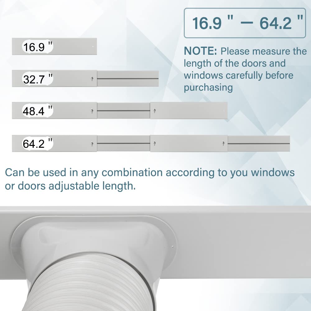 Portable Air Conditioner Window Door Kit with 5.9”Exhaust Hose, Universal Adjustable Window Seal for AC Unit,Sliding AC Vent Kit for Horizontal or Vertical Window, Window Kit with 1.5M Hose