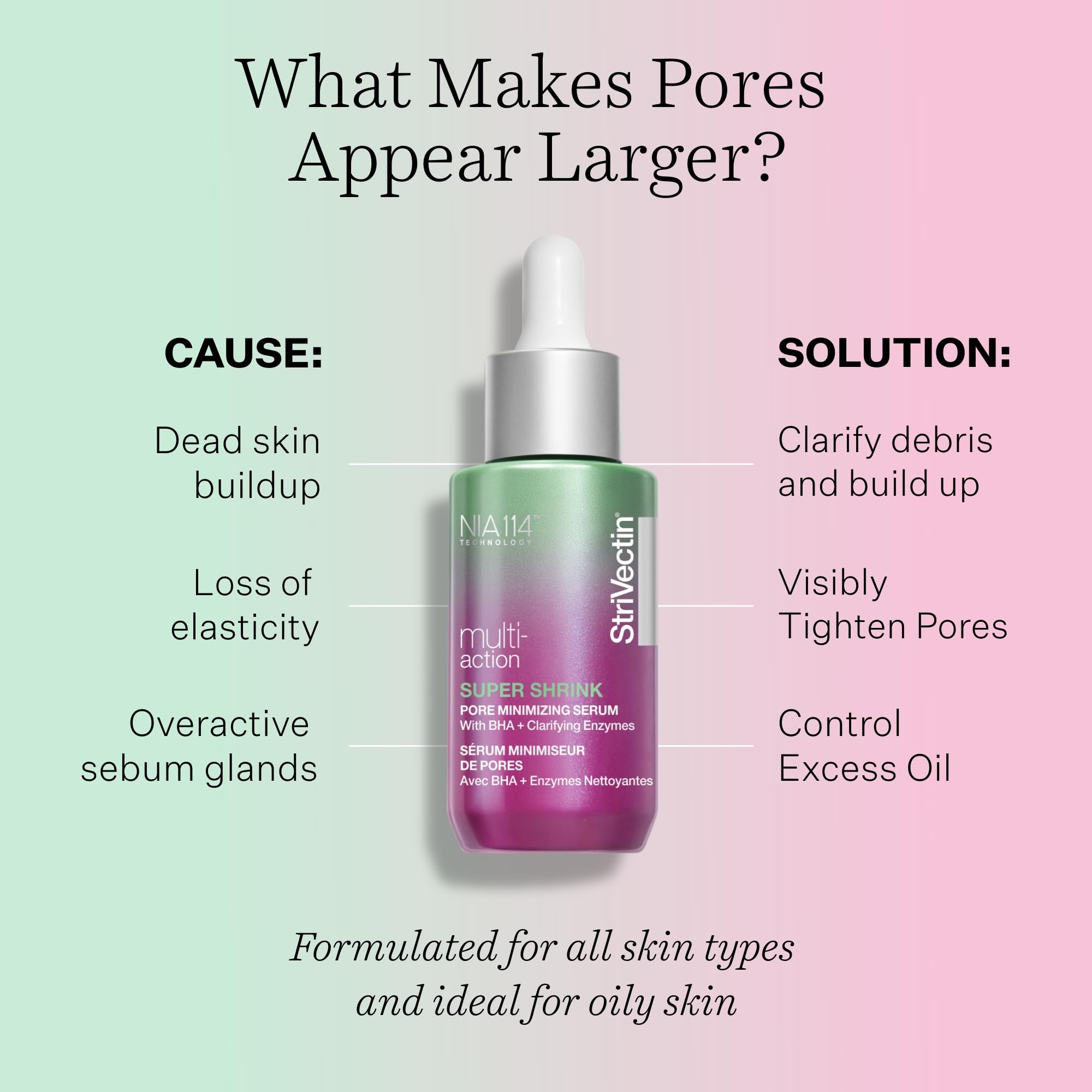 StriVectin Multi-Action Super Shrink Pore Minimizing Serum for minimizing clogged pores and blackheads for tightening and brightening skin texture