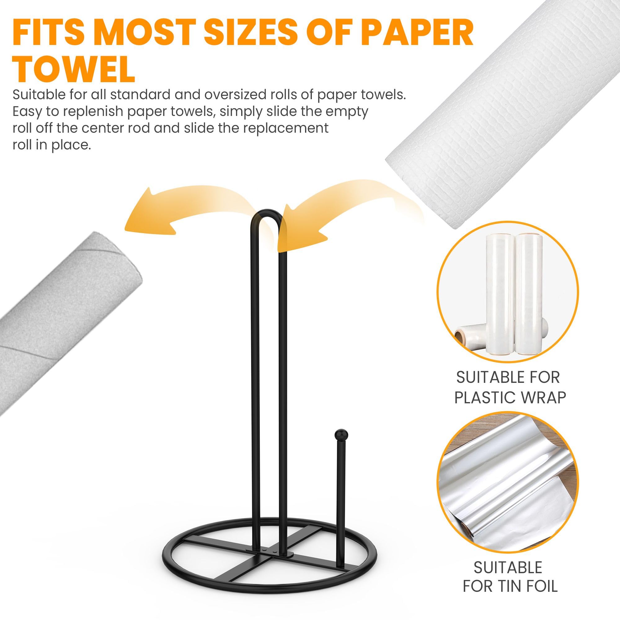 Paper Towel Holder-Black Kitchen Roll Holder for Kitchen Roll Organize