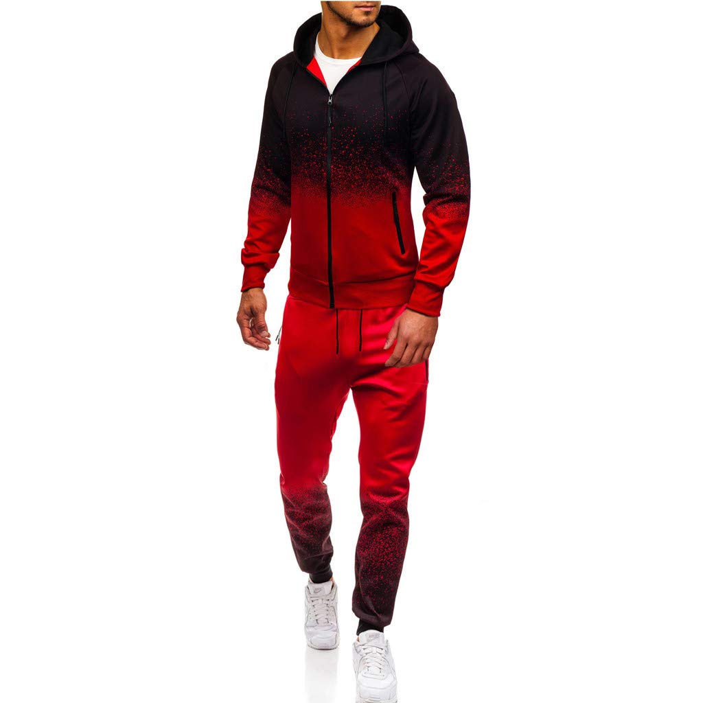 Leegor Men Jogging Tracksuit Sportsuit Sportswear Slim Fit, Hooded Coat Sweat Jacket + Pants Sweatpants