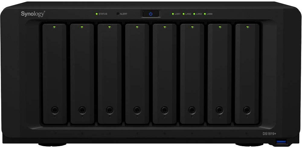 Synology DiskStation DS1819+ iSCSI NAS Server with Intel Atom 2.1GHz CPU, 16GB Memory, 32TB HDD Storage, DSM Operating System