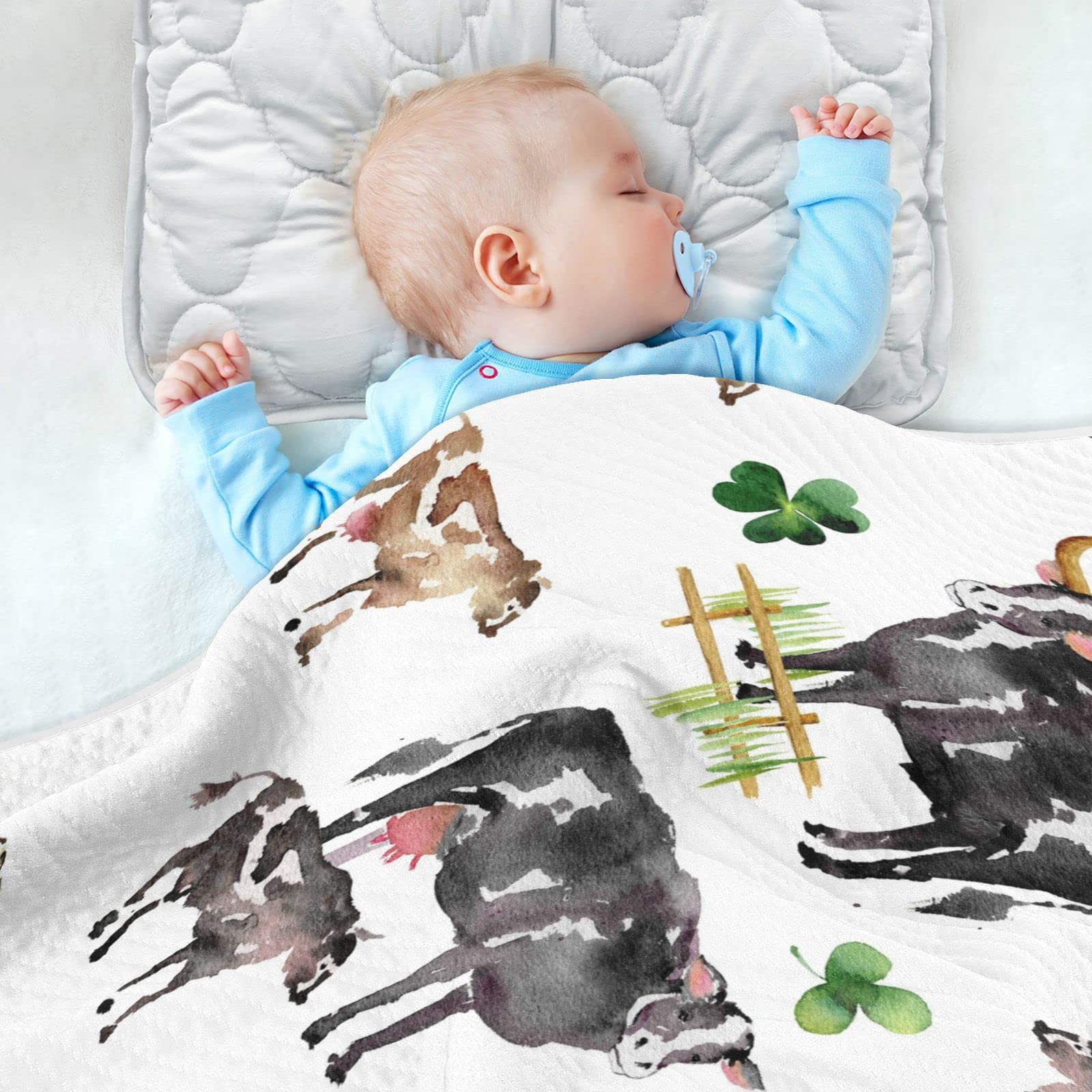 Swaddle Blanket Black and White Polka Dot Cotton Blanket for Infants, Receiving Blanket, Lightweight Soft Swaddling Blanket for Crib, Stroller, Nursery Blankets, 30x40 in