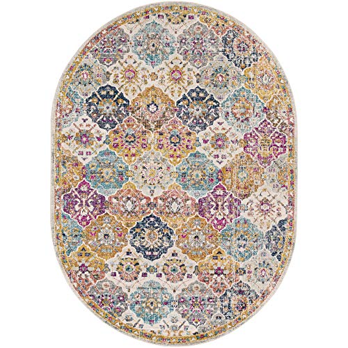 Livabliss Eveline Area Rugs, 6'7" x 9' Oval, Saffron