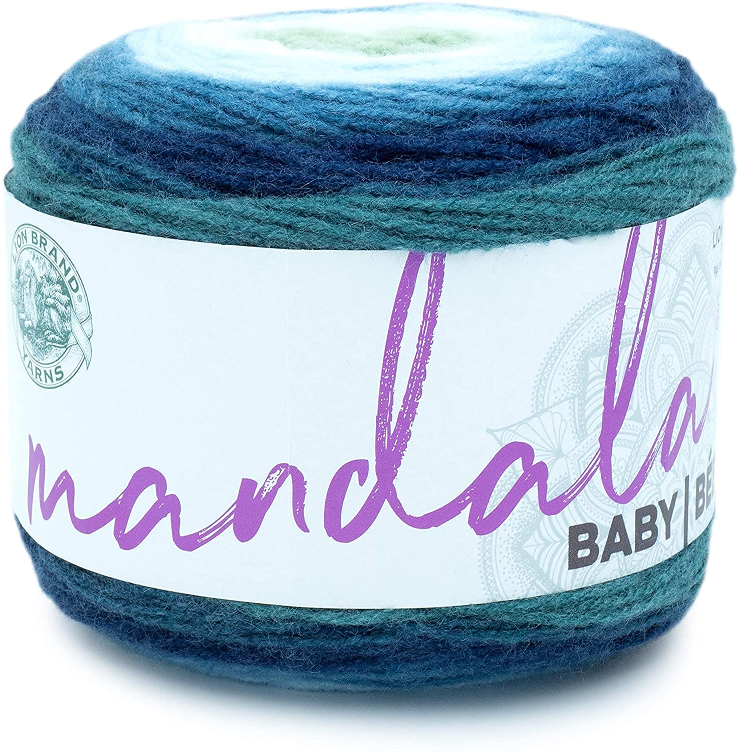 Lion Brand Yarn - Mandala Baby - 3 Pack with Pattern Cards in Color (Echo Caves)