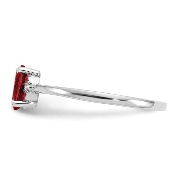 IceCarats 10K White Gold Diamond Red Garnet Ring Gemstone Band April January Birthstone Jewelry Size 6