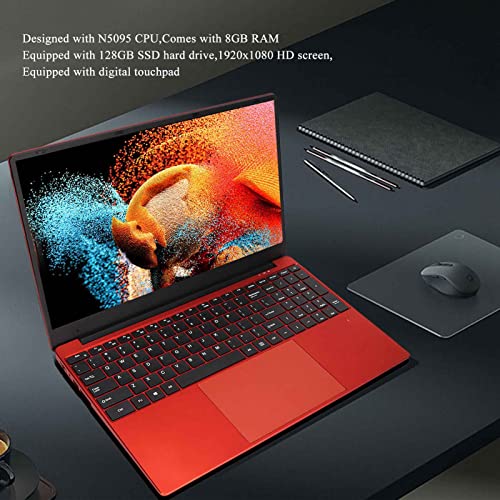PUSOKEI 15.6in Computer Laptop,Portable 1920x1080 IPS HD Screen Laptop,8GB RAM 128GB SSD Digital Touchpad Computer Laptop for Win 11,USB3.0/SD Slot/RJ45/Mini HDMI/USB C.(US)