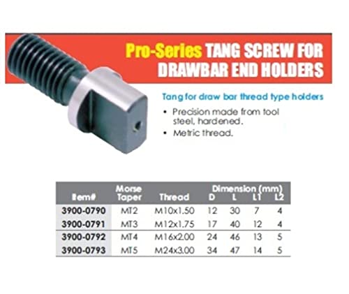 VERTEX 3900-0791 Tang Screw for Mt3 Draw Bar M12 x 1.75
