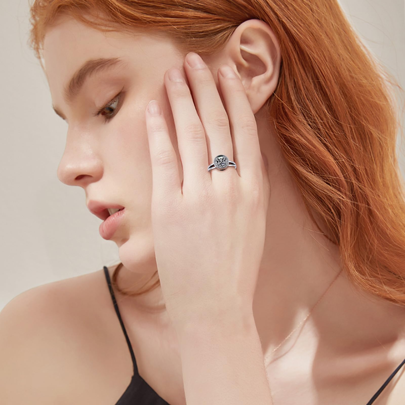 Mother's Day Evil Eye Ring S925 Sterling Silver Adjustable Eye Rings for Women Jewelry
