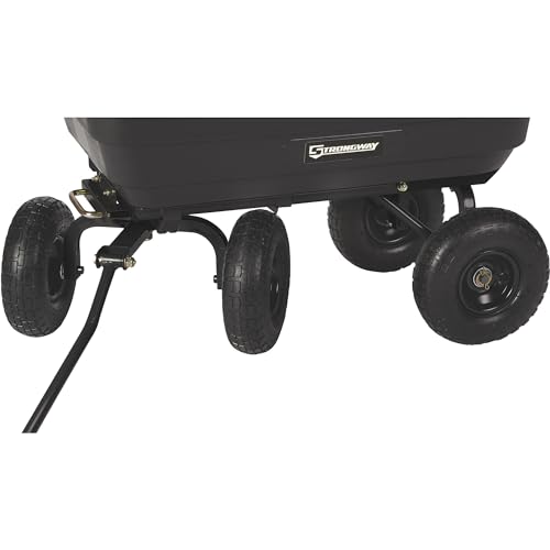 Strongway Poly Garden Dump Cart with Quick Release Mechanism, 600 Pound Capacity Yard Cart with 10 Inch Tires, Dipped Grip Handle, Pivot Steering