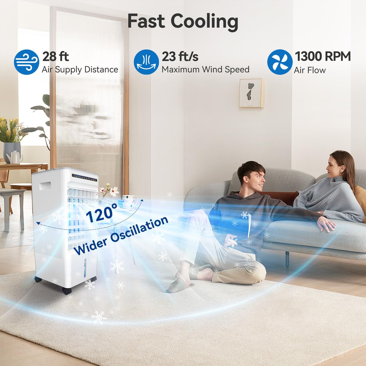 Portable Air Conditioner, 4-in-1 No Venting Required for Bedroom, AC for Room, Stand Up Windowless, Evaporative Air Cooler with Remote Control
