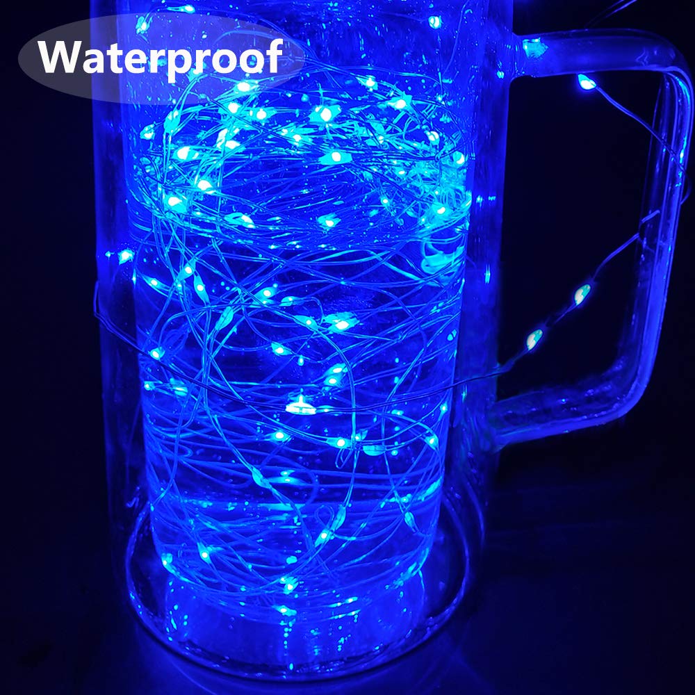 LiyuanQ Solar String Lights, 4 Pack 100 LED Solar Fairy Lights 33 Feet 8 Modes Silver Wire Lights Waterproof Outdoor String Lights for Garden Patio Gate Yard Party Wedding Bedroom Christmas Decor Blue