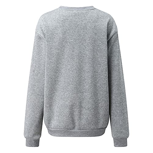 Tops For Women Casual Summer Cute Elk Pattern Blouse Large Size Slouchy Sweatshirt Flowy All-match Pullovers Christmas Tops Grey