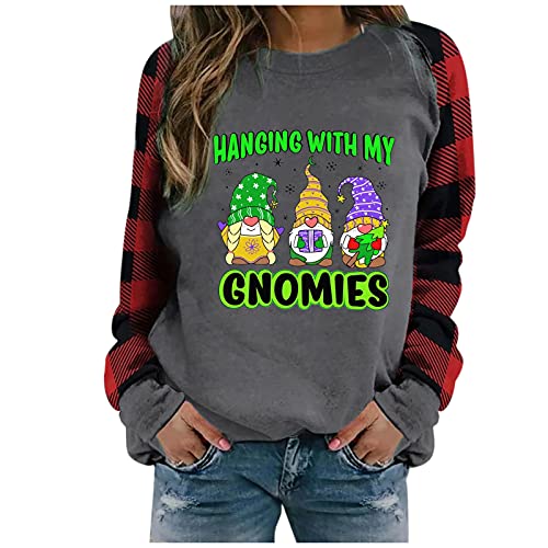 Tops For Women 2022 Cute Elk Pattern Blouse Long Sleeve Festival Shirts Relaxed Fit Workout Tops Fall Sweatshirt Green