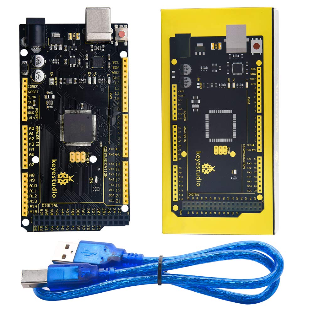 KEYESTUDIO Mega Board 2560 R3 for Arduino Project with USB Cable - CP2102 USB Serial Chip