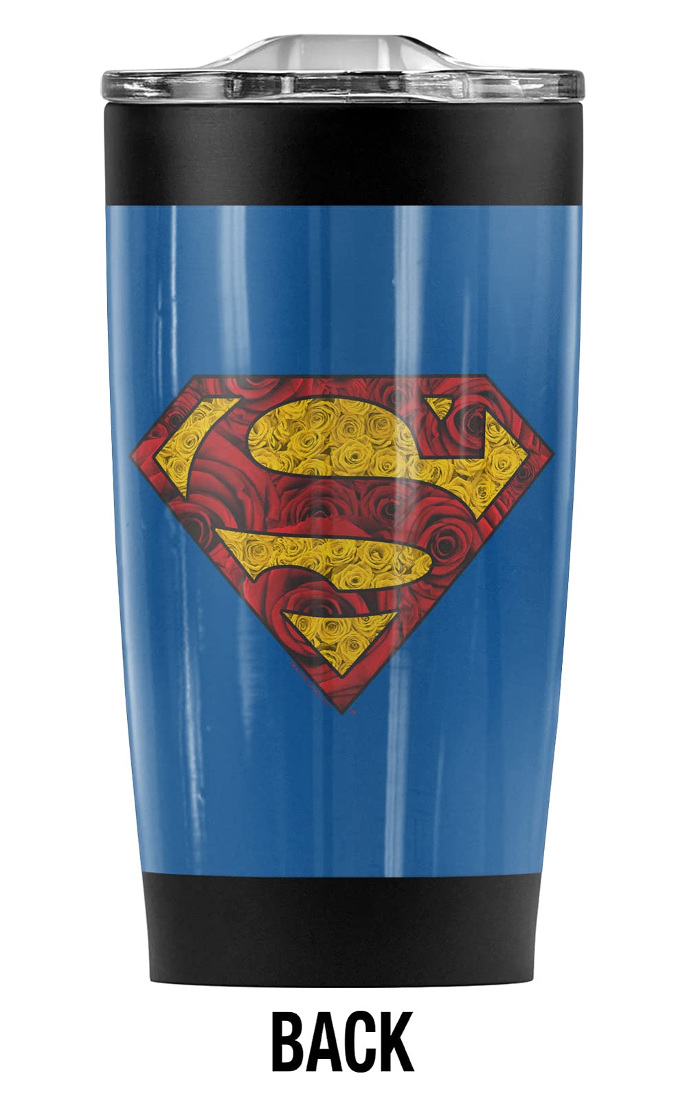 Logovision Superman Rosey Shield Stainless Steel Tumbler 20 oz Coffee Travel Mug/Cup, Vacuum Insulated & Double Wall with Leakproof Sliding Lid | Great for Hot Drinks and Cold Beverages