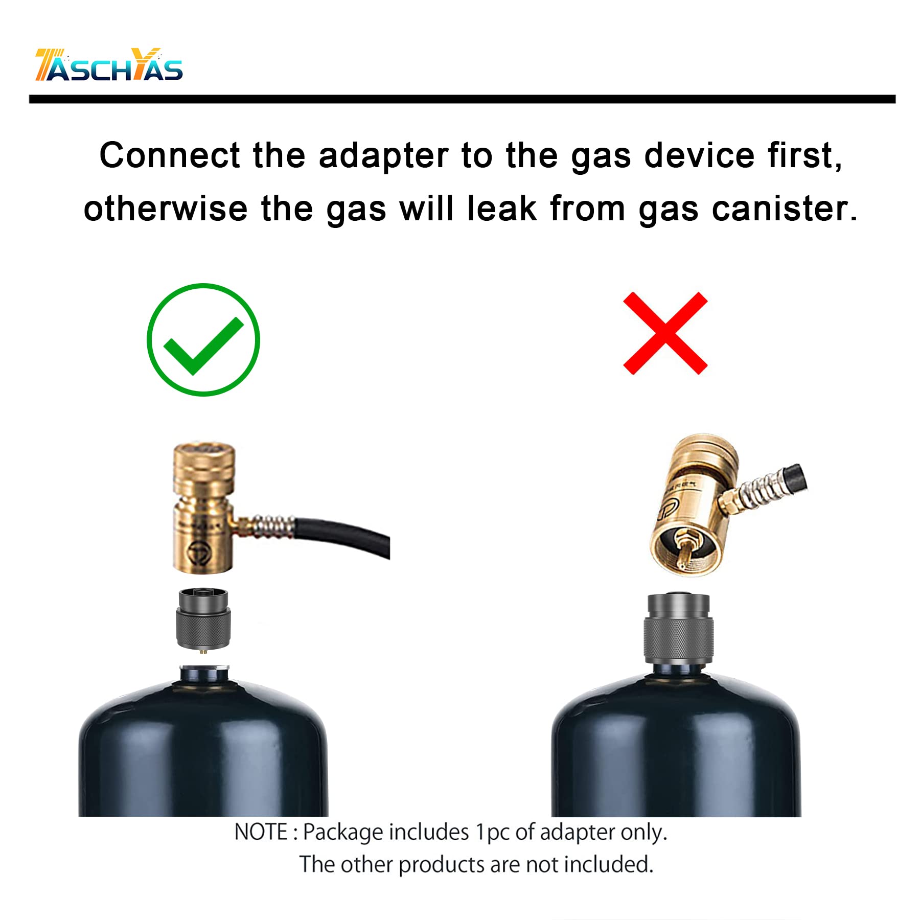 Propane to Butane Adapter - Taschyas Camping Stove Adapter Gas Adapter Converter - 16 oz Propane Tank Input EN417 Valve Output - Camp Fuel Refill Adapter for Outdoor Backpack Hiking