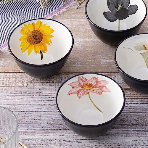 Noritake Colorwave Floral Bowl, 4-Inch, Graphite, Set of 4