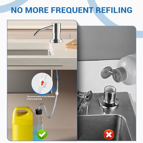 Sink Soap Dispenser Extension Tube Kit 47" Come with Kitchen Dish Dispenser Pump (White)