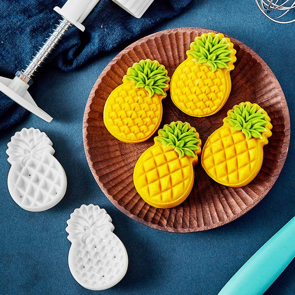 Plastic Mooncake Mold Pineapple Lotus Stamp Hand Press Moon Cake Mould Pineapple Mooncake Cookie Cutter Bakeware Tools