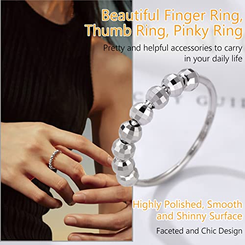 PROSILVER Sterling Silver Spinning Spinner Figet Ring Size 8 Fidget Rings For Anxiety Women Men Jewelry