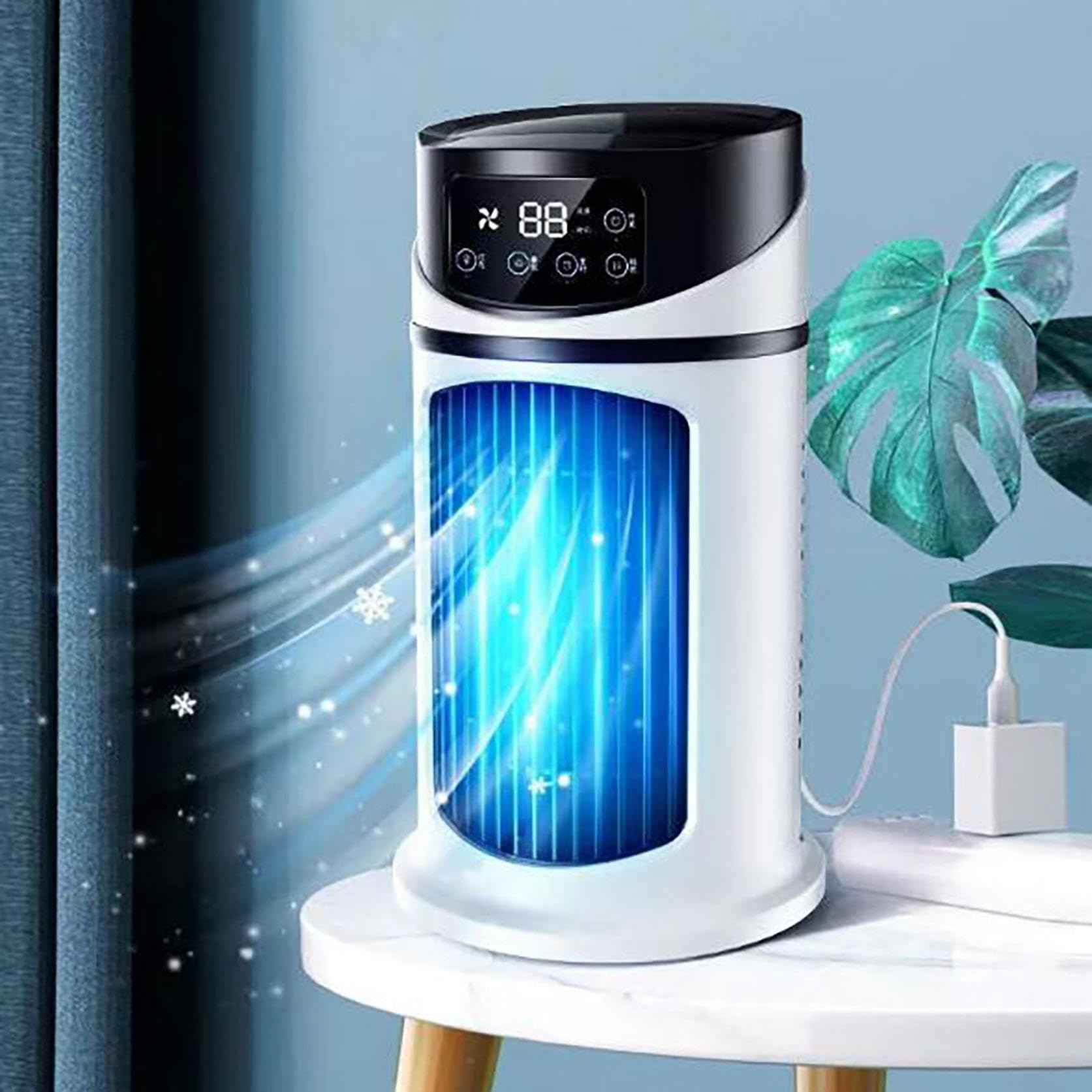 Portable π΄ππ Cooler, Small π΄ππ Conditioner Electric Fan, Five-Speed Wind Speed Multifunctional Timing USB Charging, for Home Dormitory Office Desktop Humidification