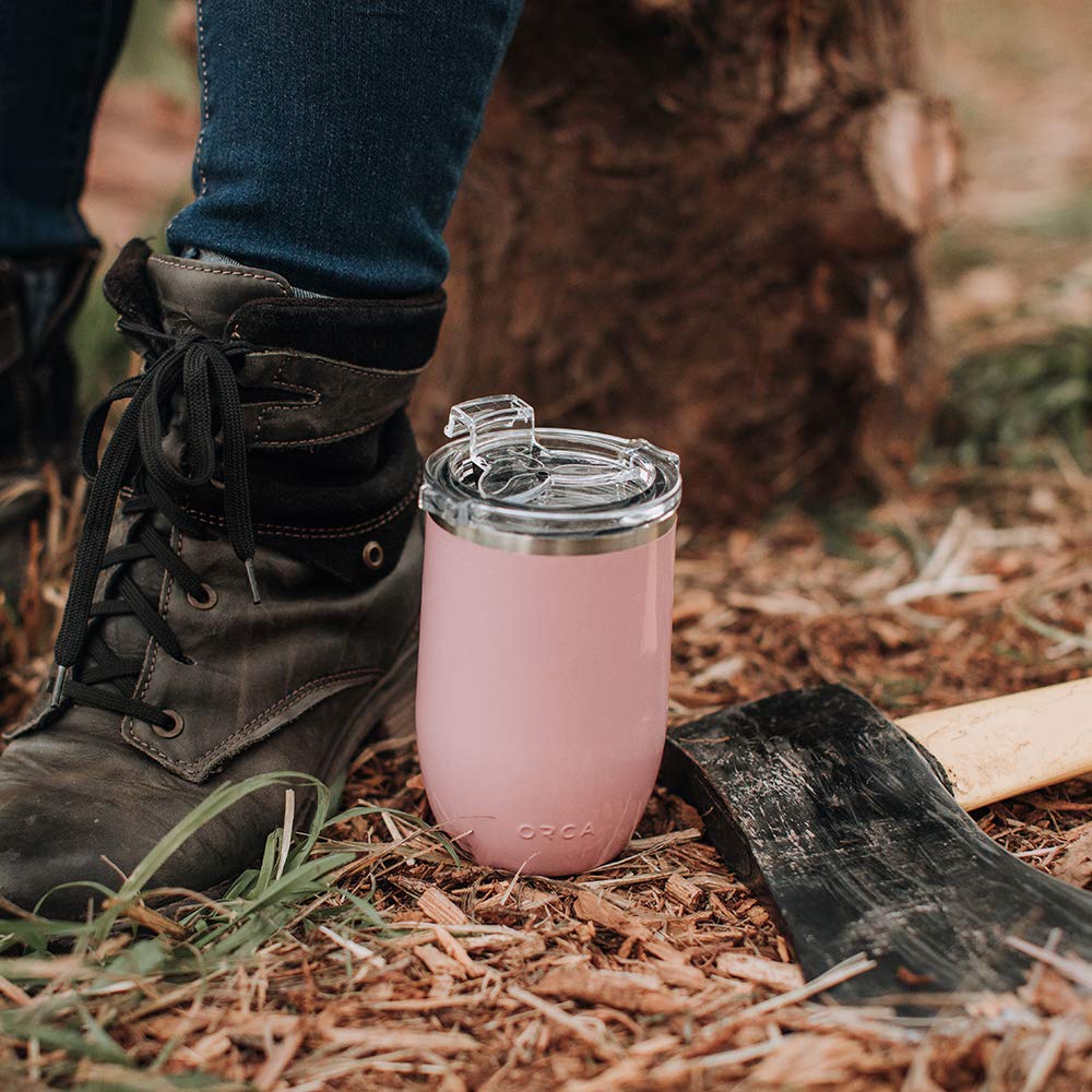 ORCA Vino 12 oz. Insulated Wine Tumbler, Stainless Steel Drink Mug Keeps Beverages Cold - Dusty Rose
