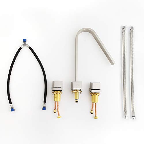 POP SANITARYWARE Roman Tub Faucet Brushed Nickel 2 Handle Deck Mounted Bathtub Faucet with Waterfall Spout for High Flow Rate, Include Valve and Trim Kit