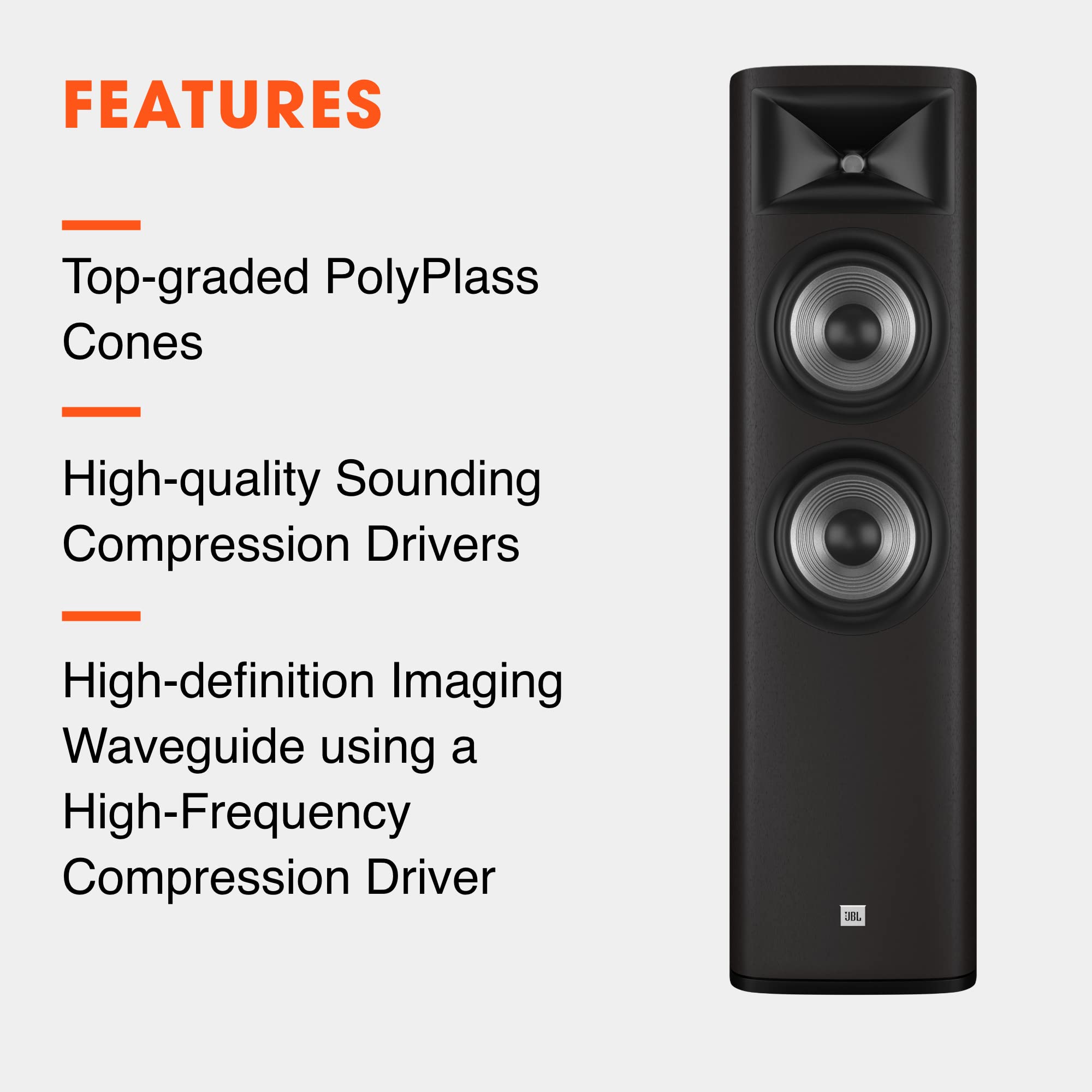 JBL Studio 690, Red Wood - High-Performance Floorstanding Loudspeaker - with 2414H-1 Compression Driver, High-Definition Imaging Horn & Dual 8β PolyPlas Cone Woofers