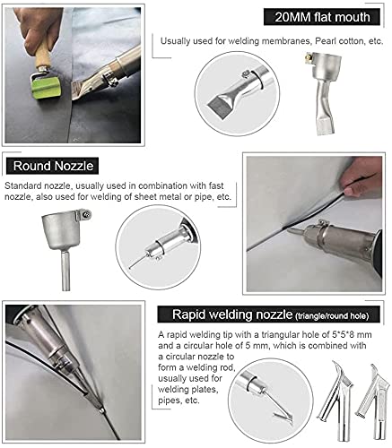 SKYTOU 1600W Heat Gun Hot Air Torch Plastic Welder Welding Hot Air Gun Kit with Speed Nozzles, Roller and PVC Plastic Rods