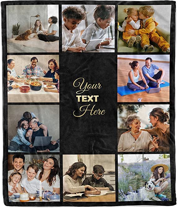 Taka Deal Customized Photo Blanket - Collage Blanket with Text. Make Your Own Fleece Throw Blanket. Gift for Valentine, Anniversary & Birthday. (Photo Blanket 28, 50"X60")