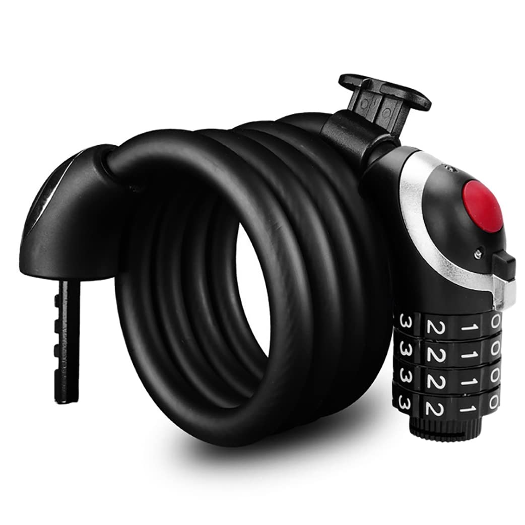 Pockety Bike Lock Cable 1.2M High Security 4 Digit Resettable Combination Coiling Bike Cable Lock Anti Theft Bicycle Cable Locks