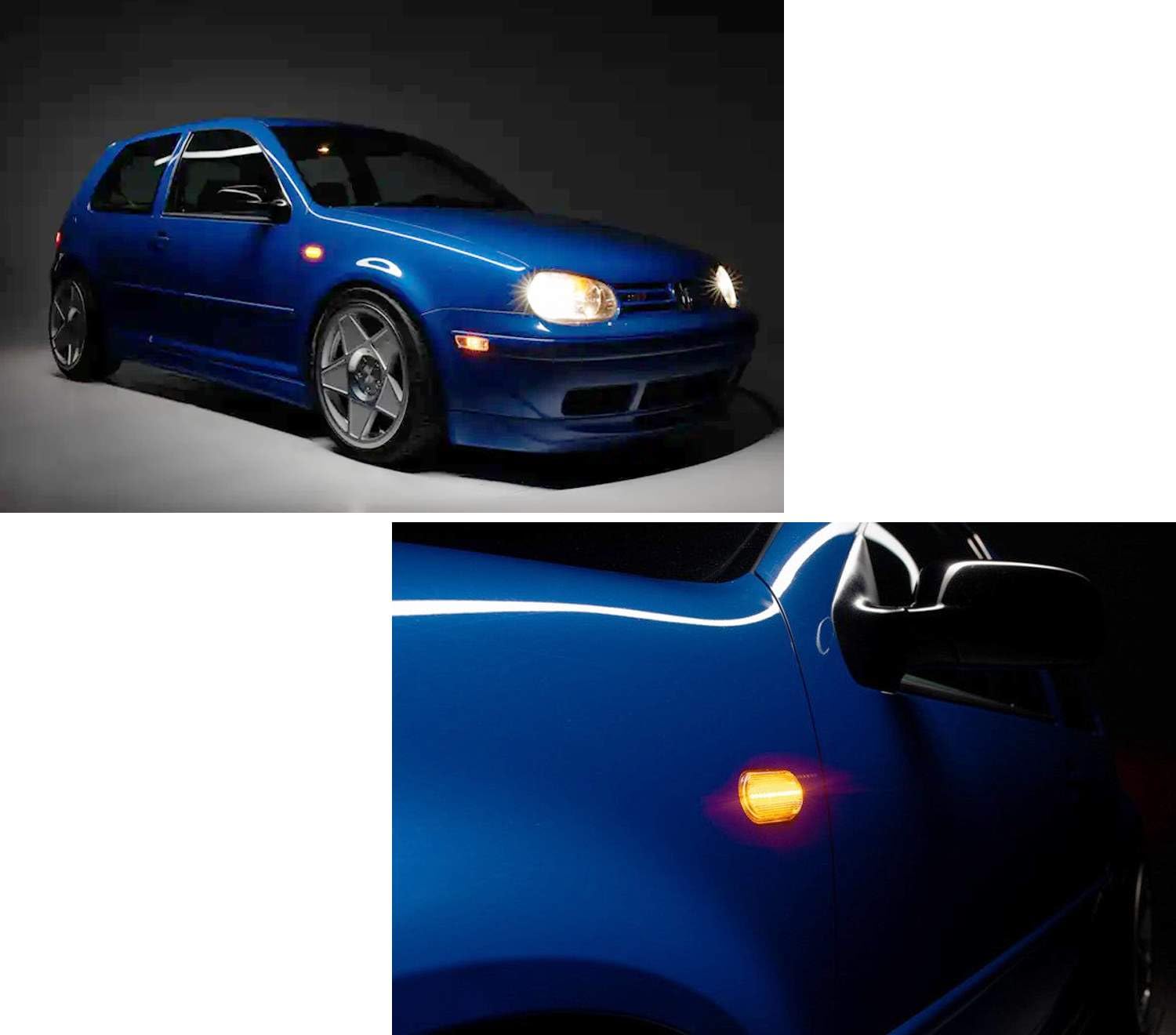 iJDMTOY Smoked Lens Amber Full LED Front Side Marker Light Kit Compatible With Volkswagen MK4 Jetta GTI R32 Beetle etc., Powered by 15-SMD LED, Replace OEM Sidemarker Lamps