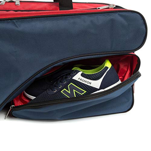 K-Cliffs Tennis Racket Bag | Deluxe Ballistic Nylon Travel Tournament Duffel | Shoe Compartment Red Blue Black