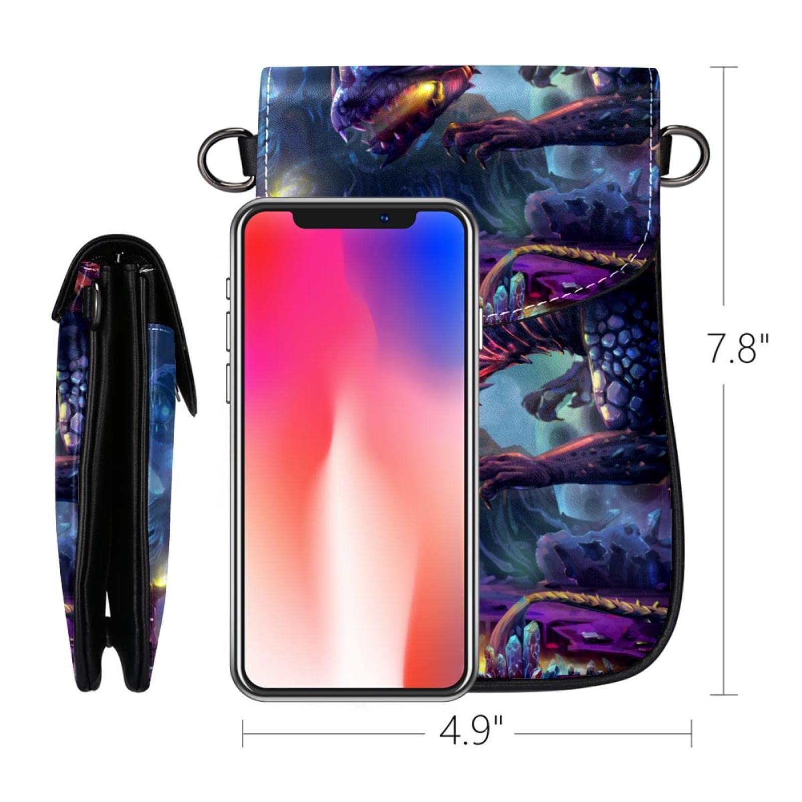 Small Crossbody Bag Purple Dragon Cell Phone Purse Wallet