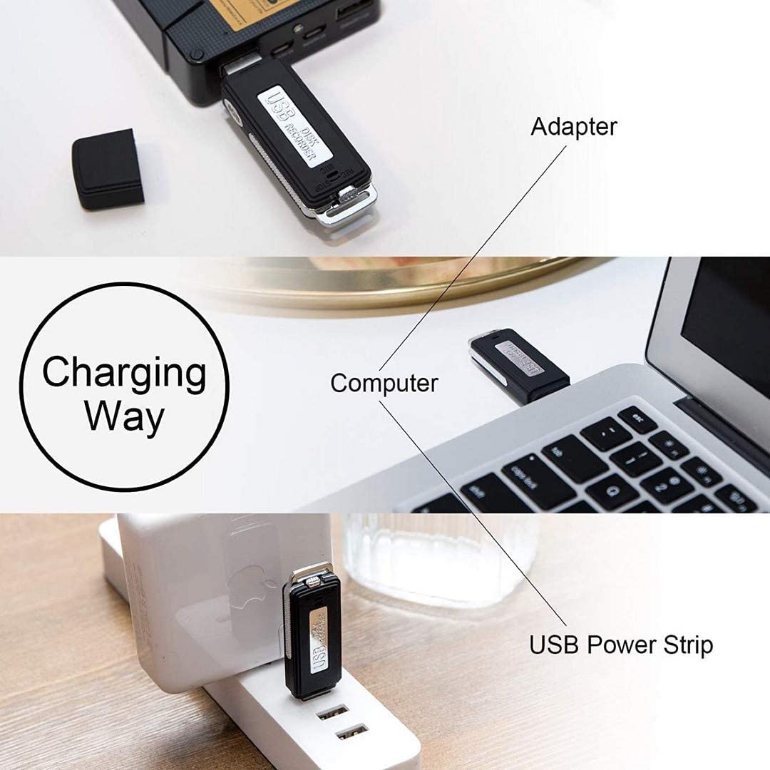 Super Big Capacity USB Mini Digital Voice Recorder with 16GB Flash Drive- Best for Meetings, Presentations, Taking Notes- Mac/Windows- Pro Memory Stick- Pocket Dictaphone- One ON/Off Button.