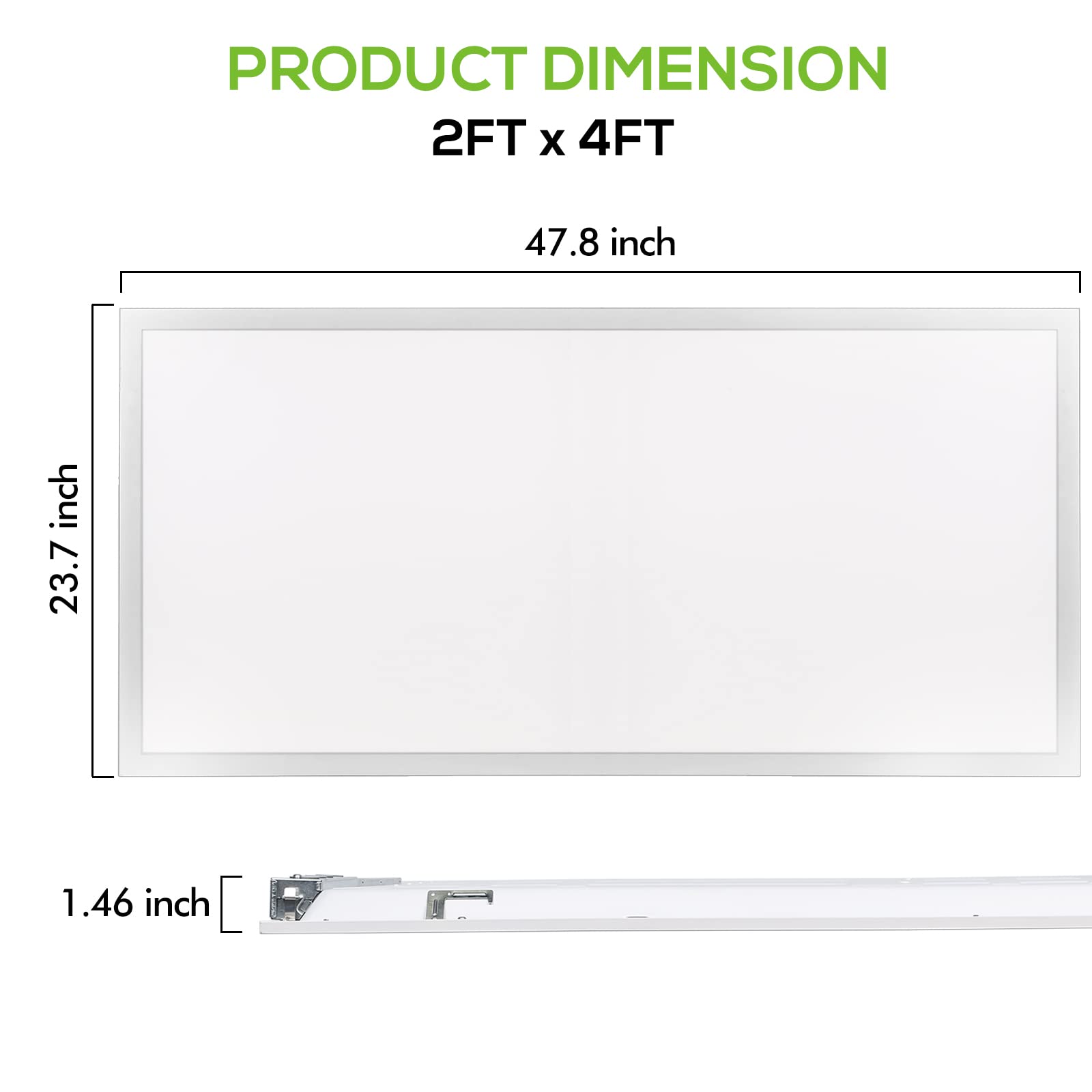 hykolity 2x4 FT White LED Flat Panel Troffer Light, 40W/50W/60W, 4000K/5000K/6000K Recessed Back-Lit Drop Ceiling Light, 0-10V Dimmable, 3-Lamp F32T8 Fixture Replacement, 2 Pack
