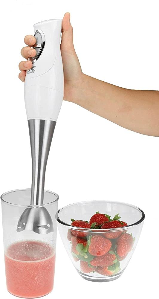 Kalorik Electronic Stick Mixer Dual Speed Control Settings, Stainless Steel Shaft and Blade ,200 Watt Motor for Easy Mixing, 30 Fluid Ounce Mixing Cup
