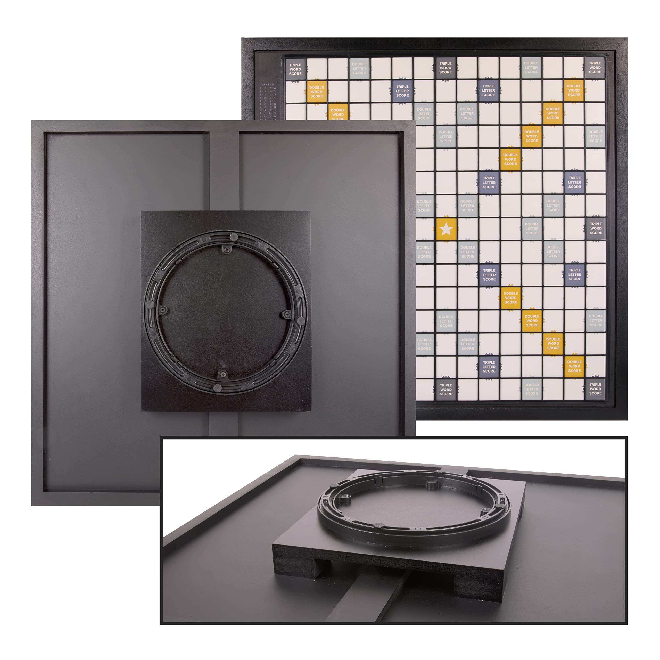 Scrabble Deluxe Black Edition Board Game with Rotating Wooden Deluxe Turntable High End Scrabble Board Game - Scrabble Game Rotating Board Adults - Deluxe Edition Large Tiles Luxury