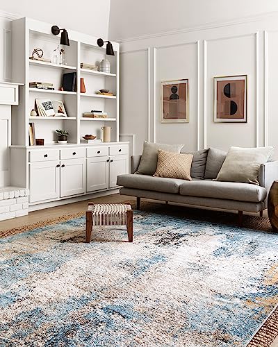 Loloi II Alchemy Collection ALC-05 Denim/Ivory, Contemporary 6'-7" x 9'-2" Area Rug