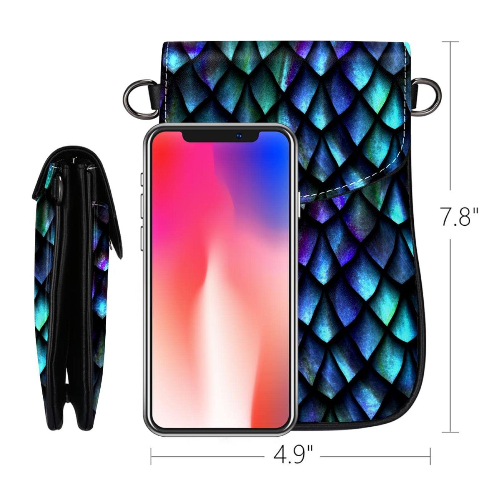 Small Crossbody Cell Phone Purse for Women,dragon scales pattern,Cellphone Bags Handbags Shoulder Bag Purse